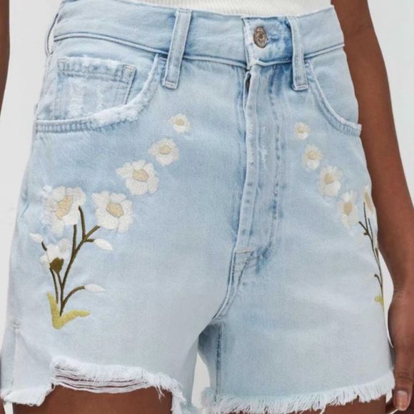 7 For All Mankind | Shorts | Easy Ruby Short With Embroidery | Poshmark